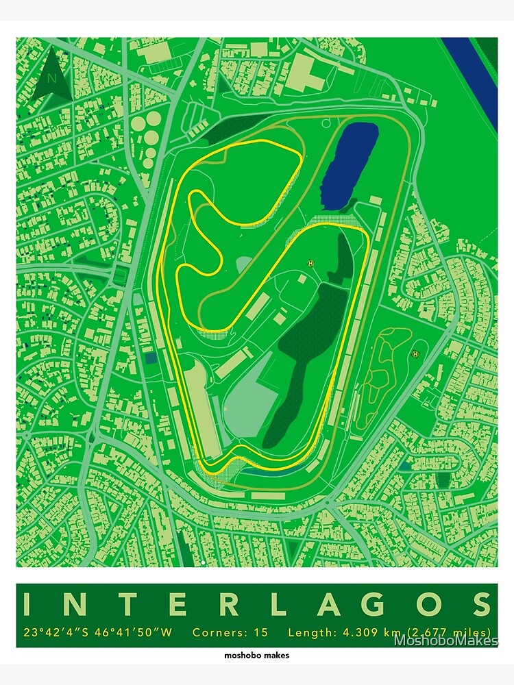 "Interlagos, Brazil | Track Map for Poster Wall Art | Formula 1 Poster ...