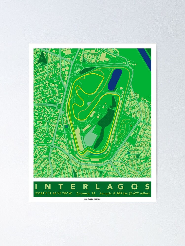 "Interlagos, Brazil | Track Map for Poster Wall Art | Formula 1 Poster ...
