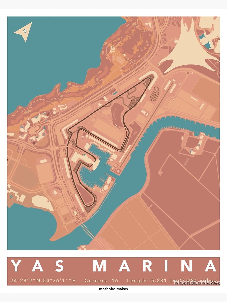 Lámina artística «Circuito Yas Marina, Abu Dabi | Mapa de pista para ...