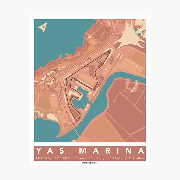 "Yas Marina Circuit, Abu Dhabi | Track Map for Poster Wall Art ...