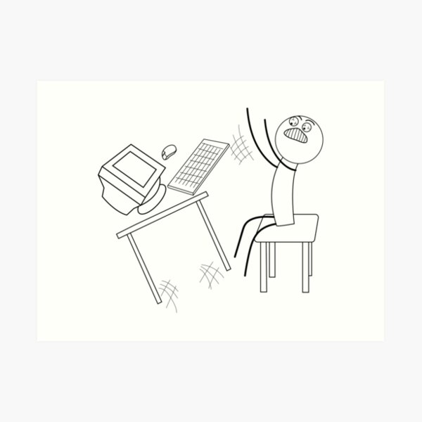 "Table Flip Angry Rage Quit Desk flip Mad Angry Meme guy" Art Print for ...