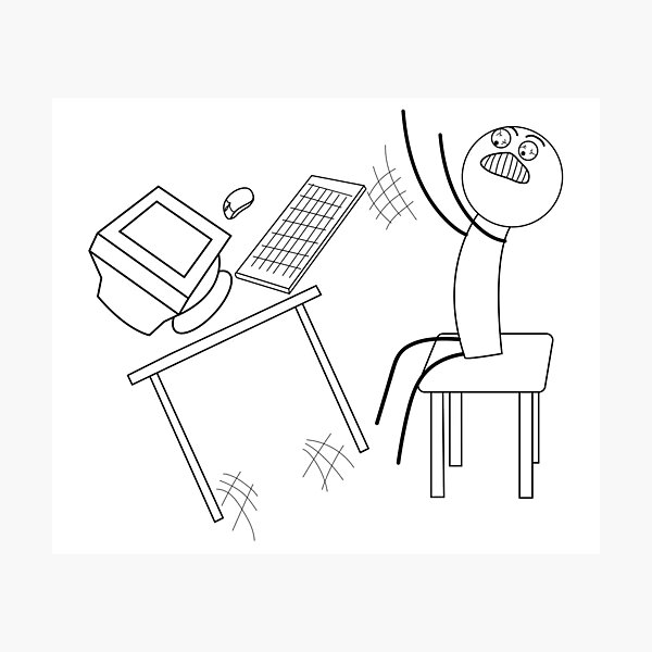 "Table Flip Angry Rage Quit Desk flip Mad Angry Meme guy" Photographic ...