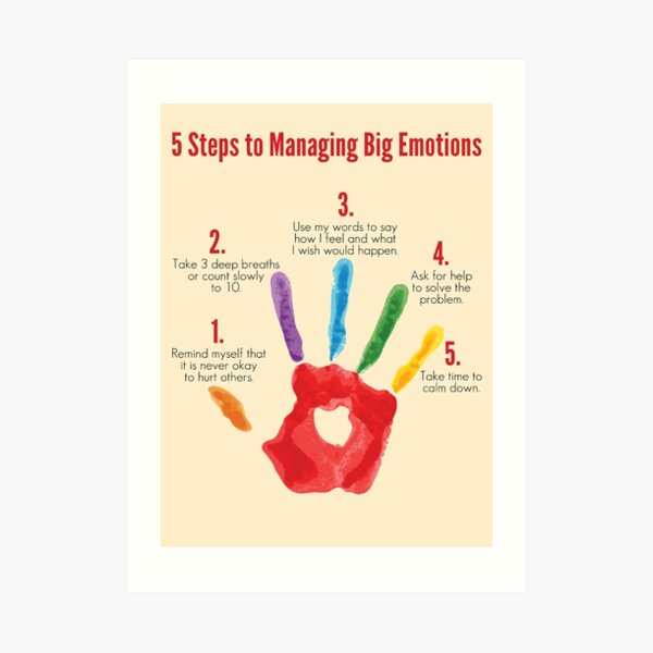 "5 Steps to Managing big Emotions" Art Print for Sale by Garnettee ...