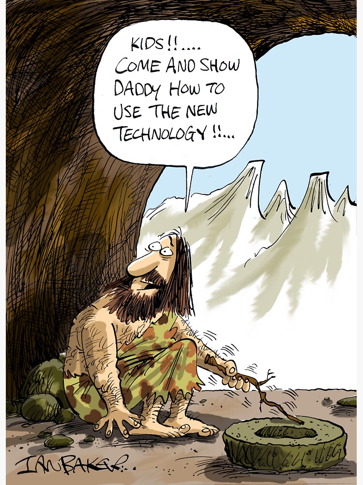 "Caveman Technology" Sticker for Sale by IanBakerToons | Redbubble