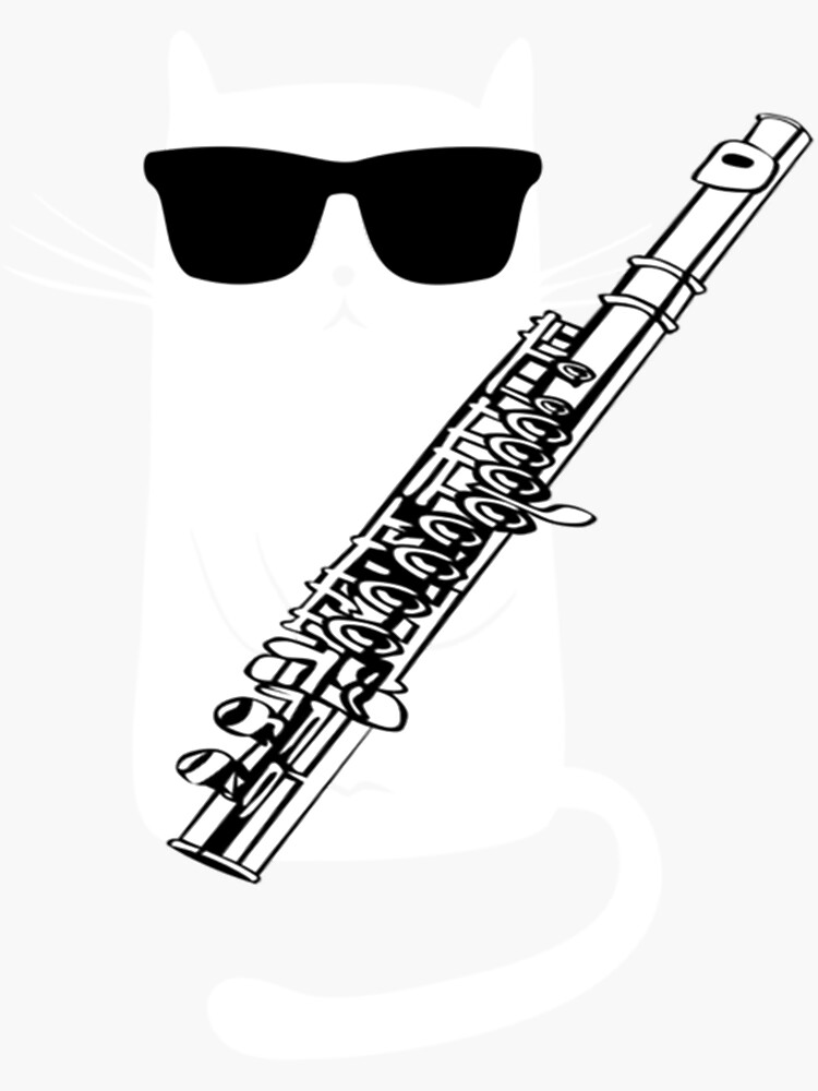 "Funny Cat Wearing Sunglasses Playing Flute" Sticker for Sale by ...