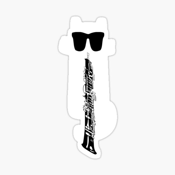 "Funny Cat Wearing Sunglasses Playing Oboe" Sticker for Sale by ...