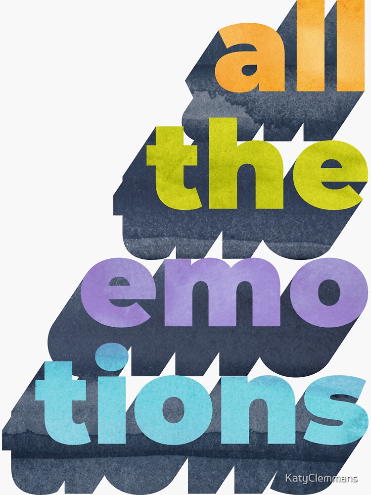 "All The Emotions Word Art" Sticker for Sale by KatyClemmans | Redbubble