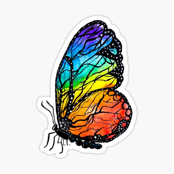 " Rainbow butterfly" Sticker for Sale by Purpledemon16 | Redbubble