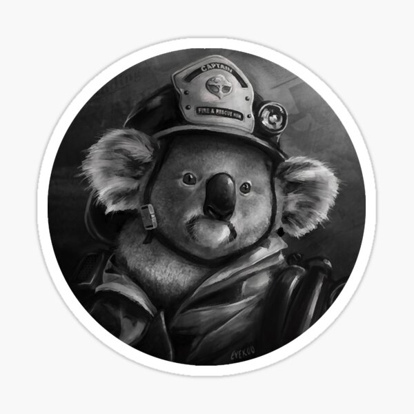 "Koala Fireman " Sticker for Sale by RobertLee51338 | Redbubble