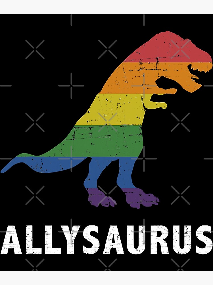 Póster «Dinosaurio Allysaurus en la bandera del arco iris para el ...
