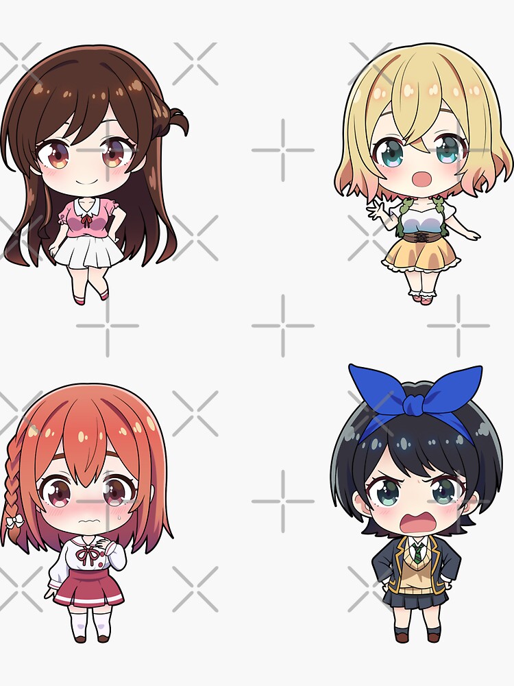 "Rent A Girlfriend Chibis" Sticker for Sale by ChibiCheems | Redbubble