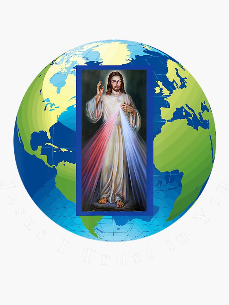 Divine Mercy World Jesus I Trust In You Sticker For Sale By Hasankan Redbubble