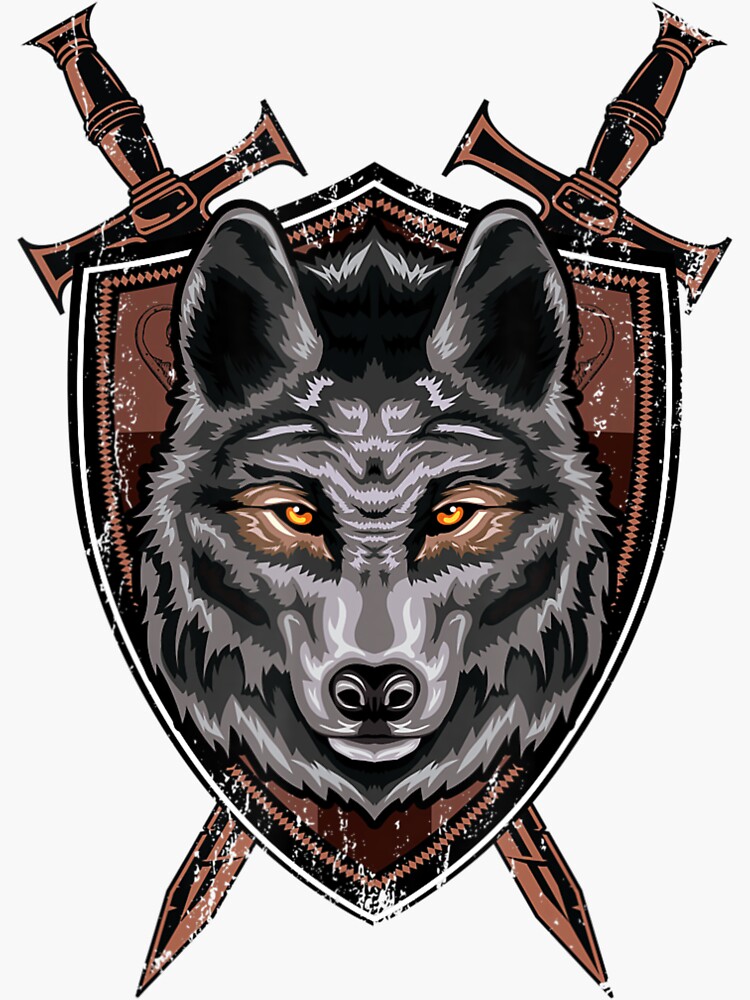 "Wolf Sword Shield Renaissance Medieval Knight House Sigil" Sticker for ...