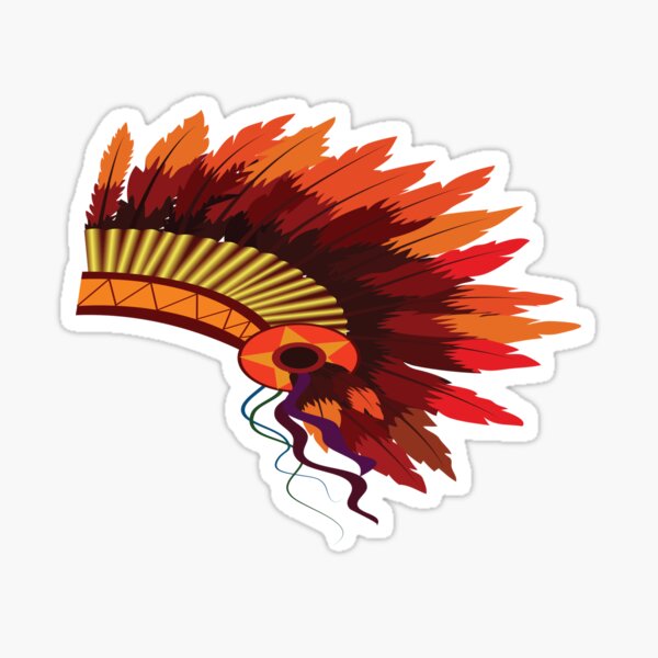 "Boho Indian feather hat" Sticker for Sale by FabricDesigns | Redbubble