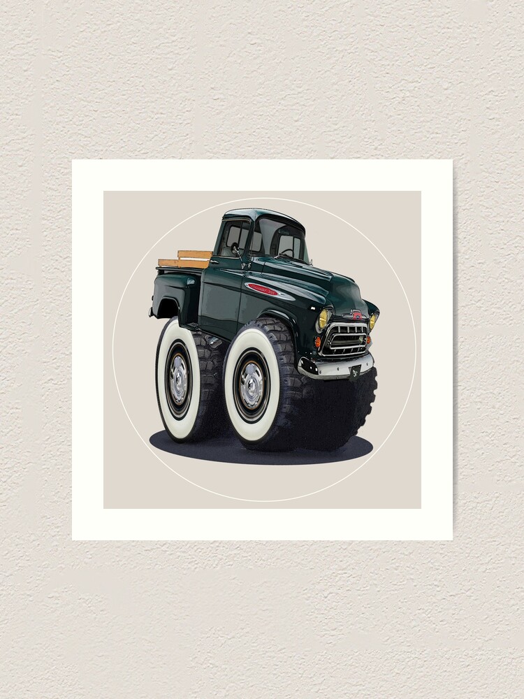"1957 Chevy 3100 Pickup - Cartoon Style" Art Print for Sale by ...
