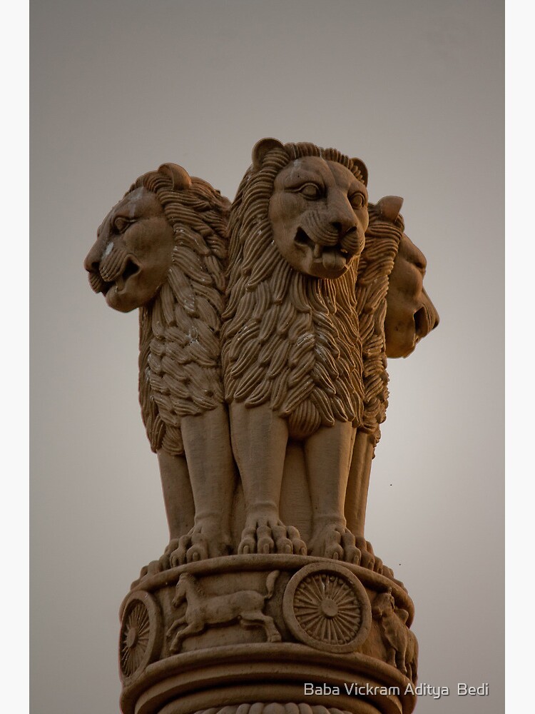 Lámina fotográfica «El capitel del león del emperador Ashoka, símbolo ...