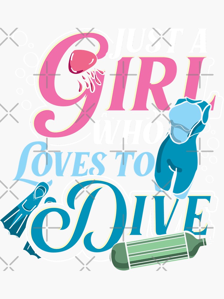 "Diver Girls Scuba Diving Underwater Swimming Diving" Sticker for Sale ...