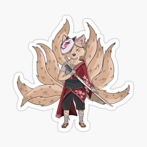 "Kitsune " Sticker for Sale by Purplepugprints | Redbubble