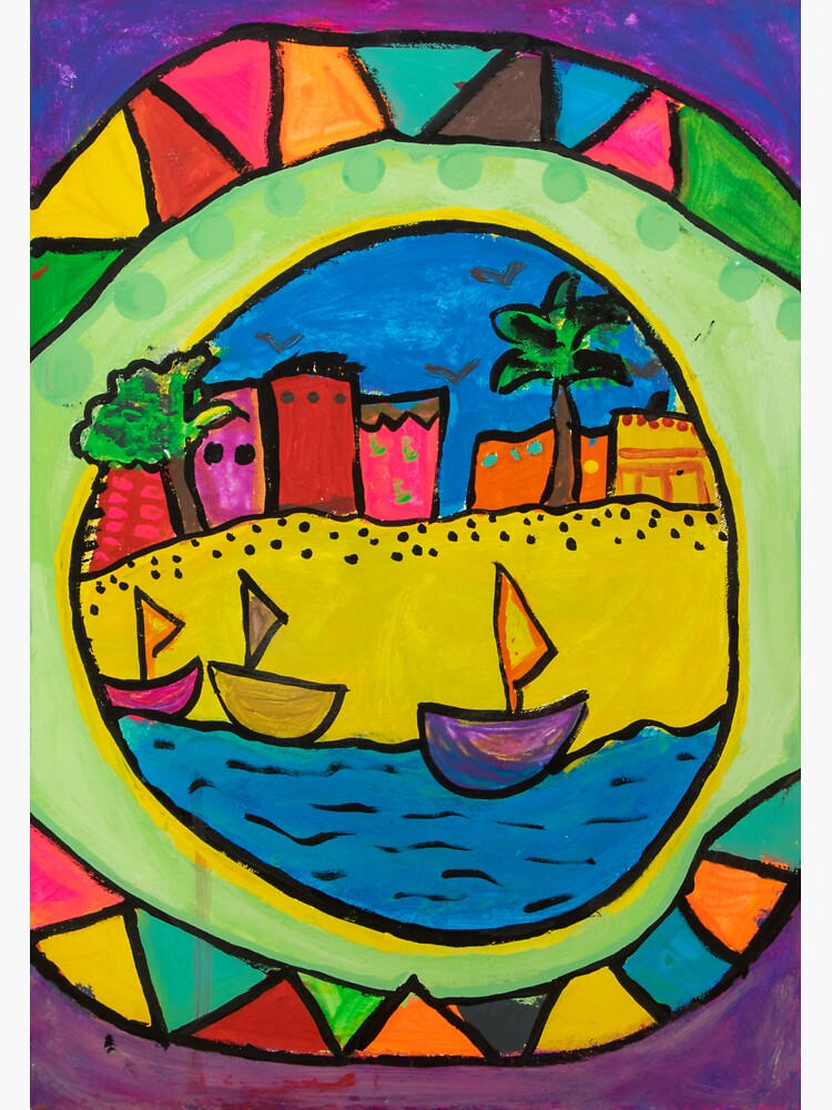 "nile river colorful- summer- nubian motifs- boat" Sticker for Sale by karima-eldeeb | Redbubble