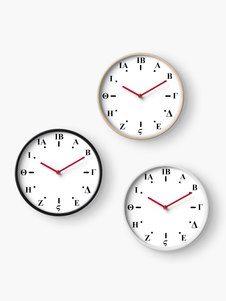 "Greek Numeral Clock" Clock for Sale by pokedude140 | Redbubble