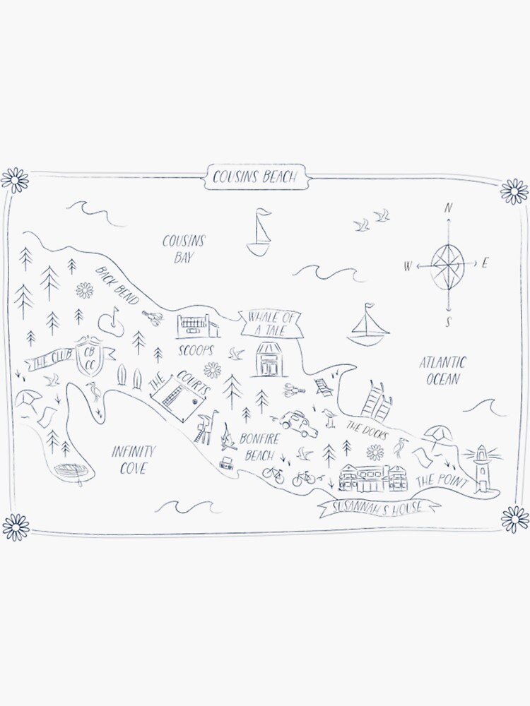 "The Summer I Turned Pretty - Map" Sticker for Sale by untriedcandidat ...