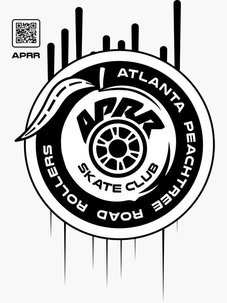 "Aprr Atlanta Skate Club Vertical Motion Lines With Qr Code Sticker ...