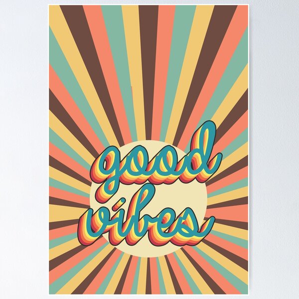 "Colorful 80s Retro Palette Good Vibes 3D Extruded Text Script ...