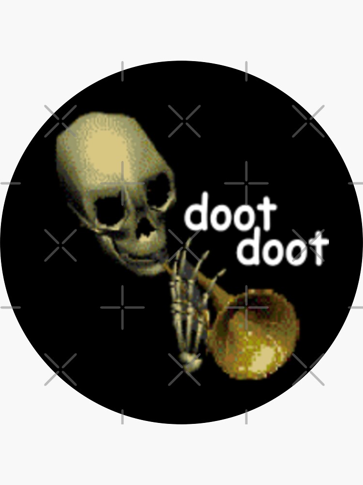 "skull trumpet doot doot meme" Sticker for Sale by beeeboooop | Redbubble