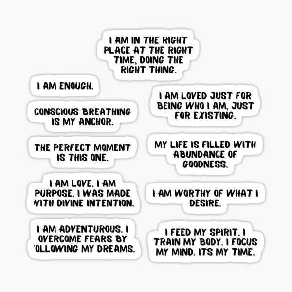 "Affirmation Quotes Sticker Pack, Affirmation Quotes, Motivational ...