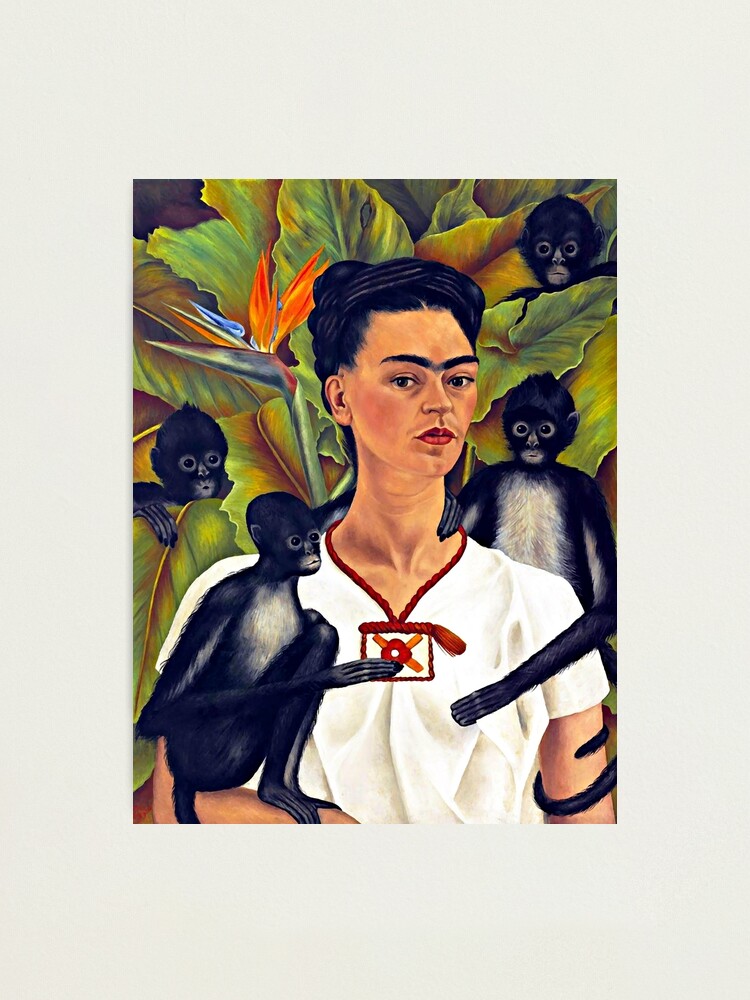 Lámina fotográfica «Frida Kahlo Autorretrato con Monos Lámina ...
