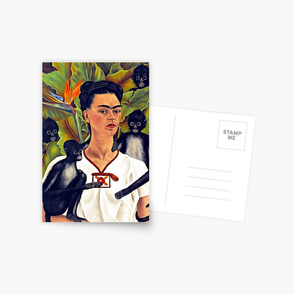 Postal «Frida Kahlo Autorretrato con Monos Lámina Surrealismo Realismo ...