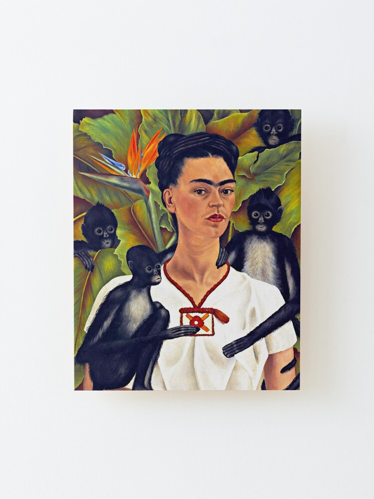 Lámina montada «Frida Kahlo Autorretrato con Monos Lámina Surrealismo ...