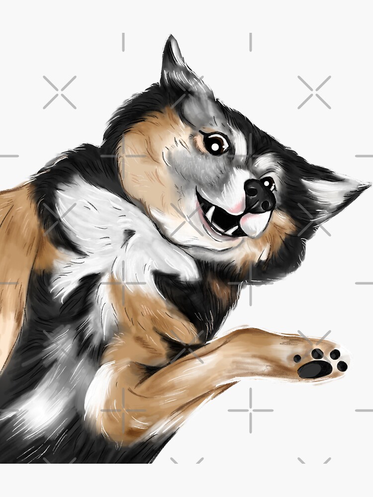 "Happy Black Doggo " Sticker for Sale by bunniesmee | Redbubble