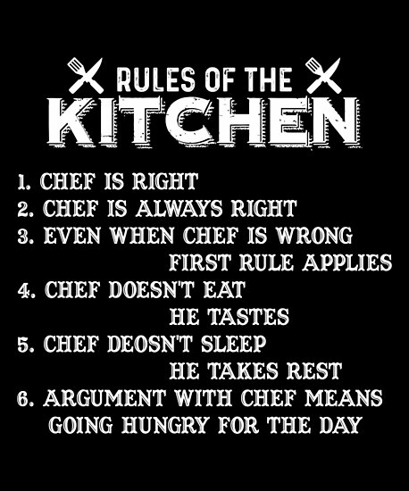 "Rules Of The Kitchen Chef Shirt" Poster by WarmfeelApparel | Redbubble