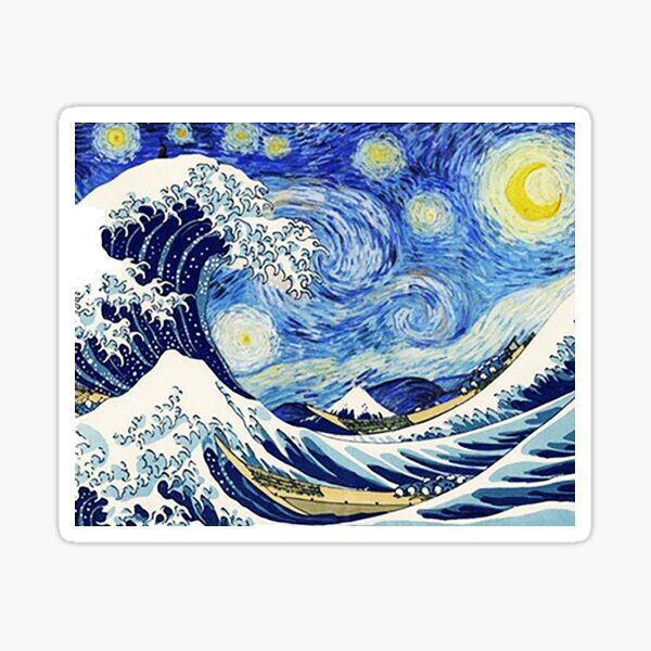 "Great Wave On A Starry Night" Sticker for Sale by SDPradeep | Redbubble