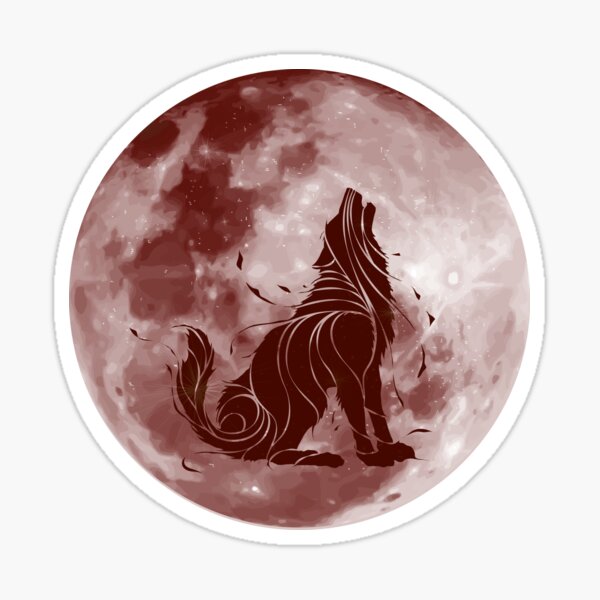 "Full Moon Wolf Halloween Costume Moon Silhouette" Sticker for Sale by ...