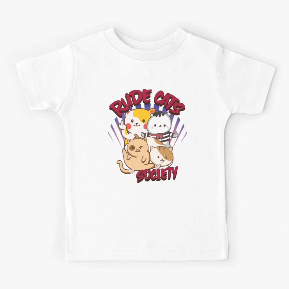 "rude cats society cute kawaii cat middle finger" Kids T-Shirt for Sale ...