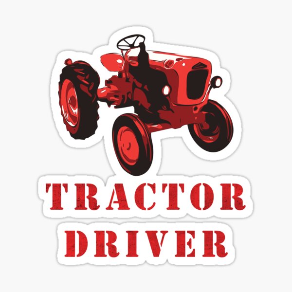 "Tractor Driver, big red tractor" Sticker for Sale by WestIndigo ...
