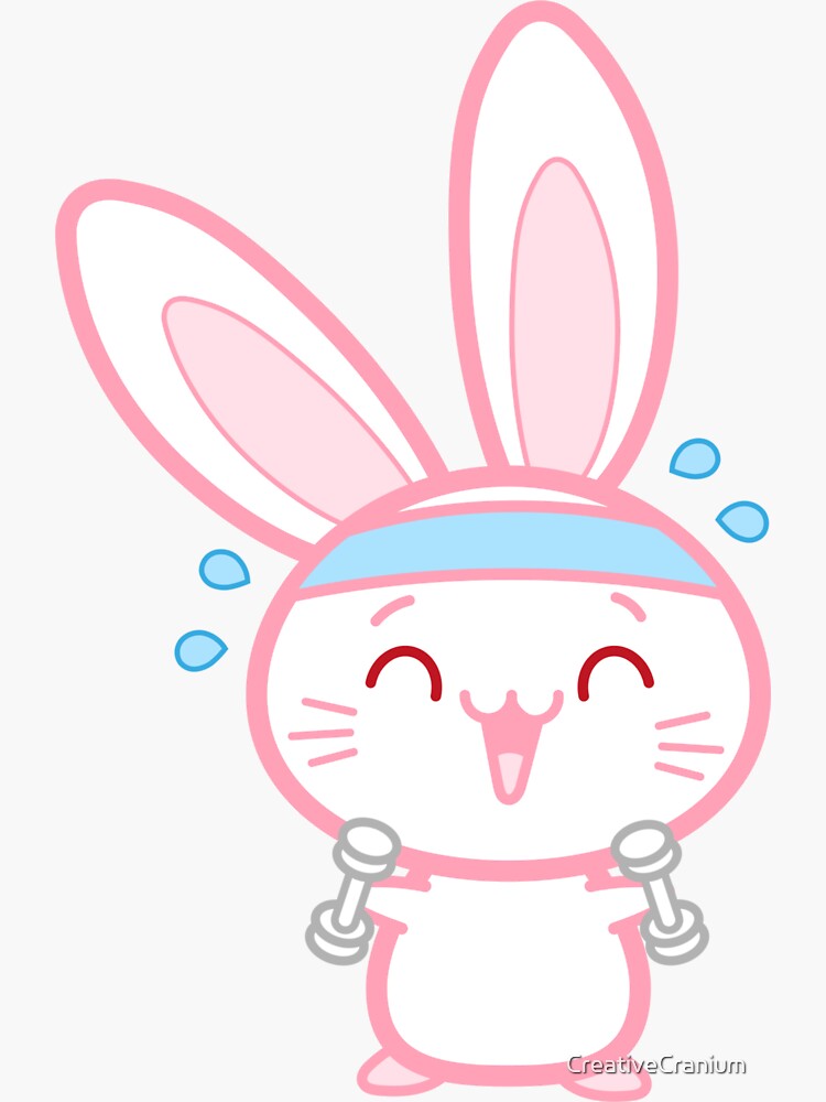 " Cute Bunny Rabbit Kawaii Bunny Working Out" Sticker for Sale by ...