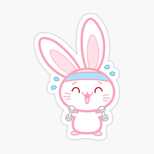 " Cute Bunny Rabbit Kawaii Bunny Working Out" Sticker for Sale by ...