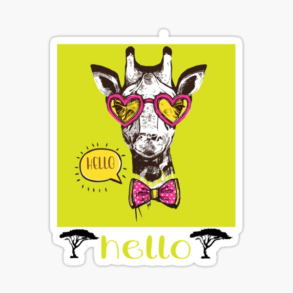 "Giraffe says Hello" Sticker for Sale by Smaty | Redbubble