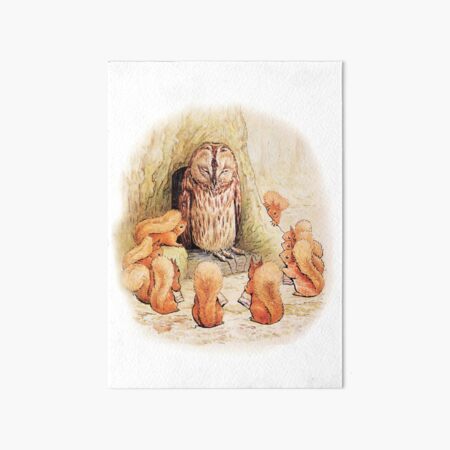 Old Mr Brown Owl and the Squirrels” by Beatrix Potter" Art Board Print ...