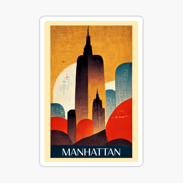 "Manhattan Retro Travel" Sticker for Sale by maxjfry | Redbubble
