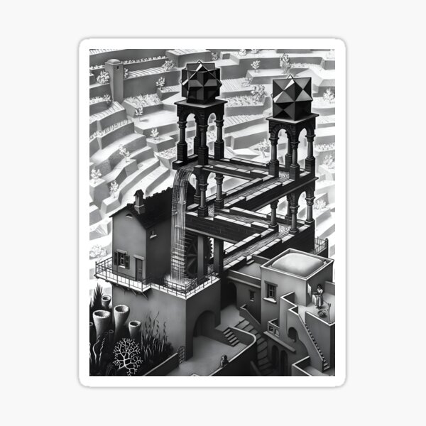"M.C. Escher - Waterfall" Sticker for Sale by Lolc | Redbubble