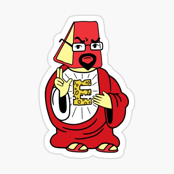 "Cheesus Crisp" Sticker for Sale by Art-Delirium | Redbubble