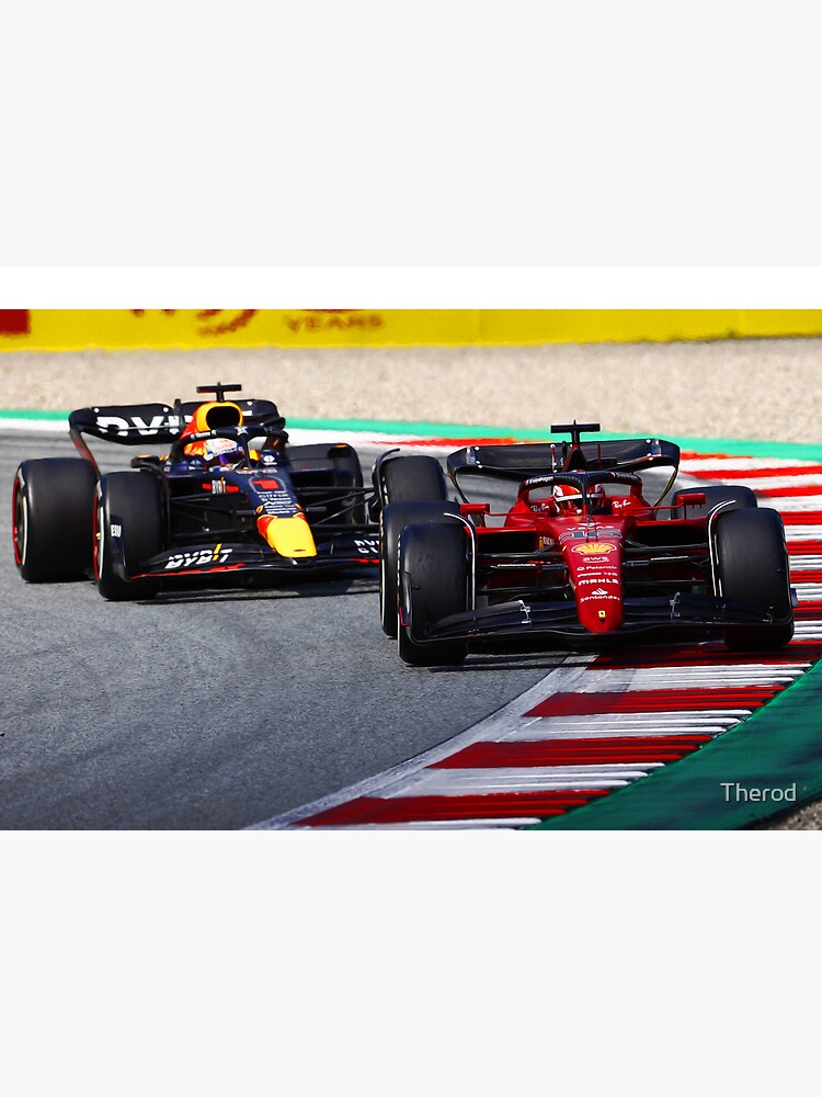 "Charles Leclerc leading in front of Max Verstappen during the 2022 ...