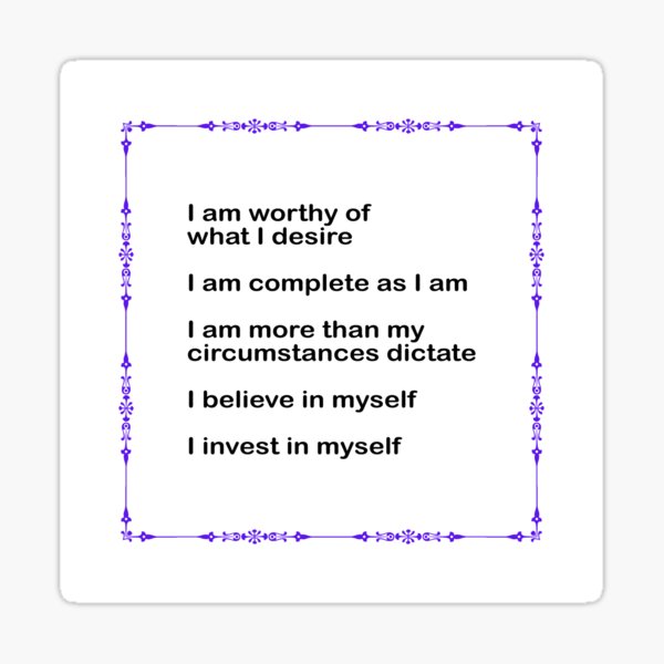 "Self Worth Positive Affirmations Inspirational Self Help Motivational ...
