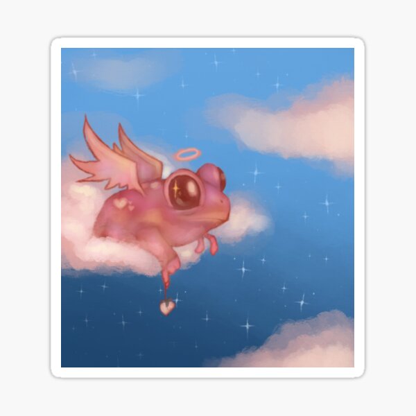 "Angel frog with strawberry " Sticker for Sale by ShyNymph | Redbubble