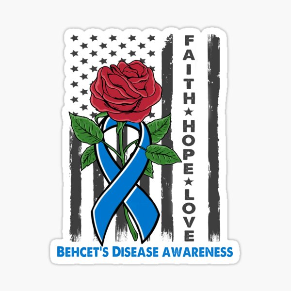 "Faith Hope Love Behcet's Disease Awareness Amarican Flag" Sticker for ...