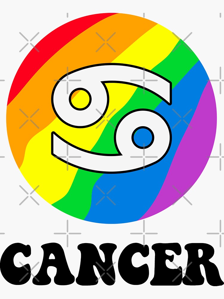 "Cancer Zodiac, Rainbow Colors" Sticker for Sale by BlackCatTheory ...